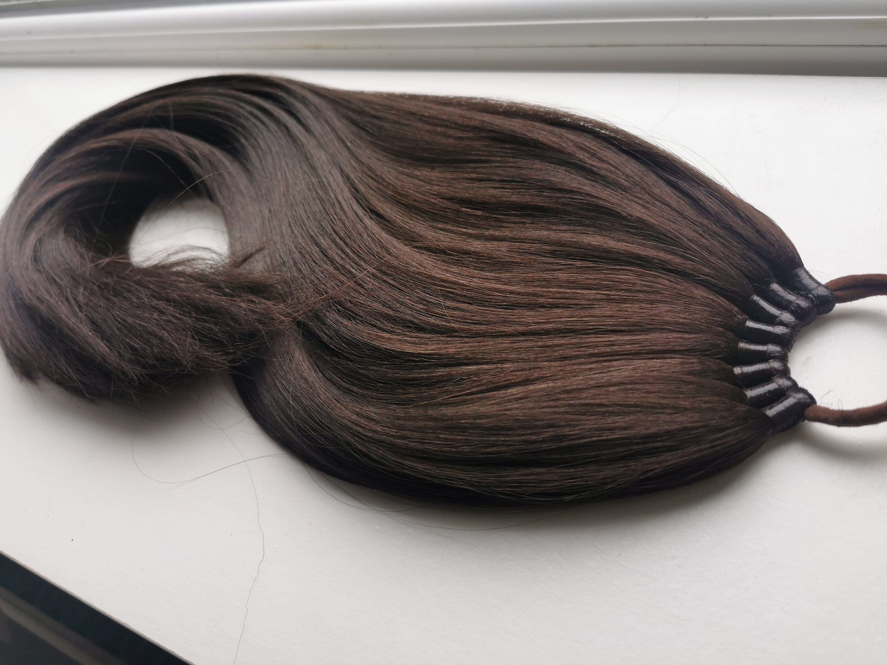 Chocolate Brown Fake Ponytail Extension, Sythetic Natural Colour ...