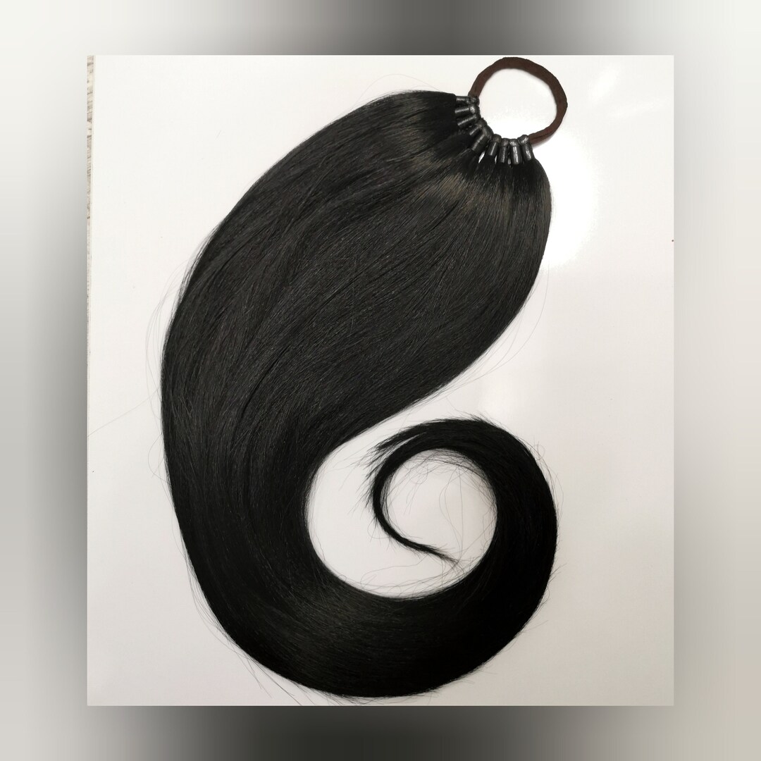 Black Ponytail Extensions 18-28inch Synthetic Clip Elastic Band ...