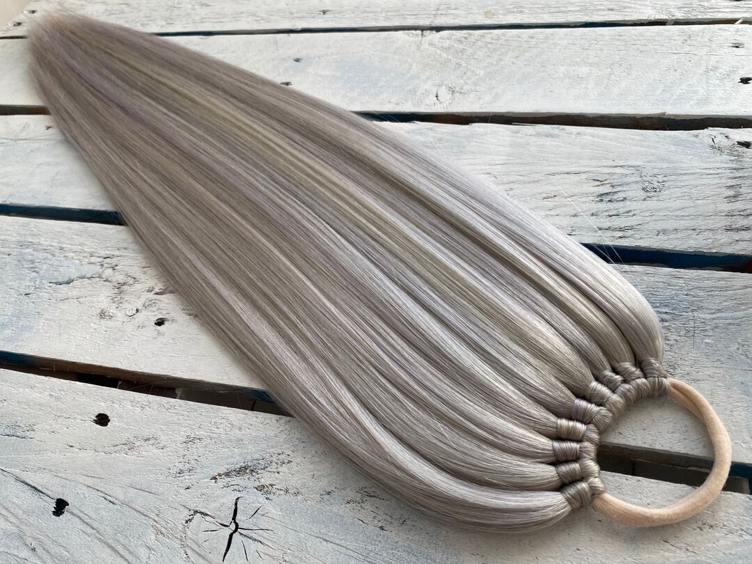 PLATINUM VIOLET Ponytail Extension on Elastic Band, Sythetic Hair ...