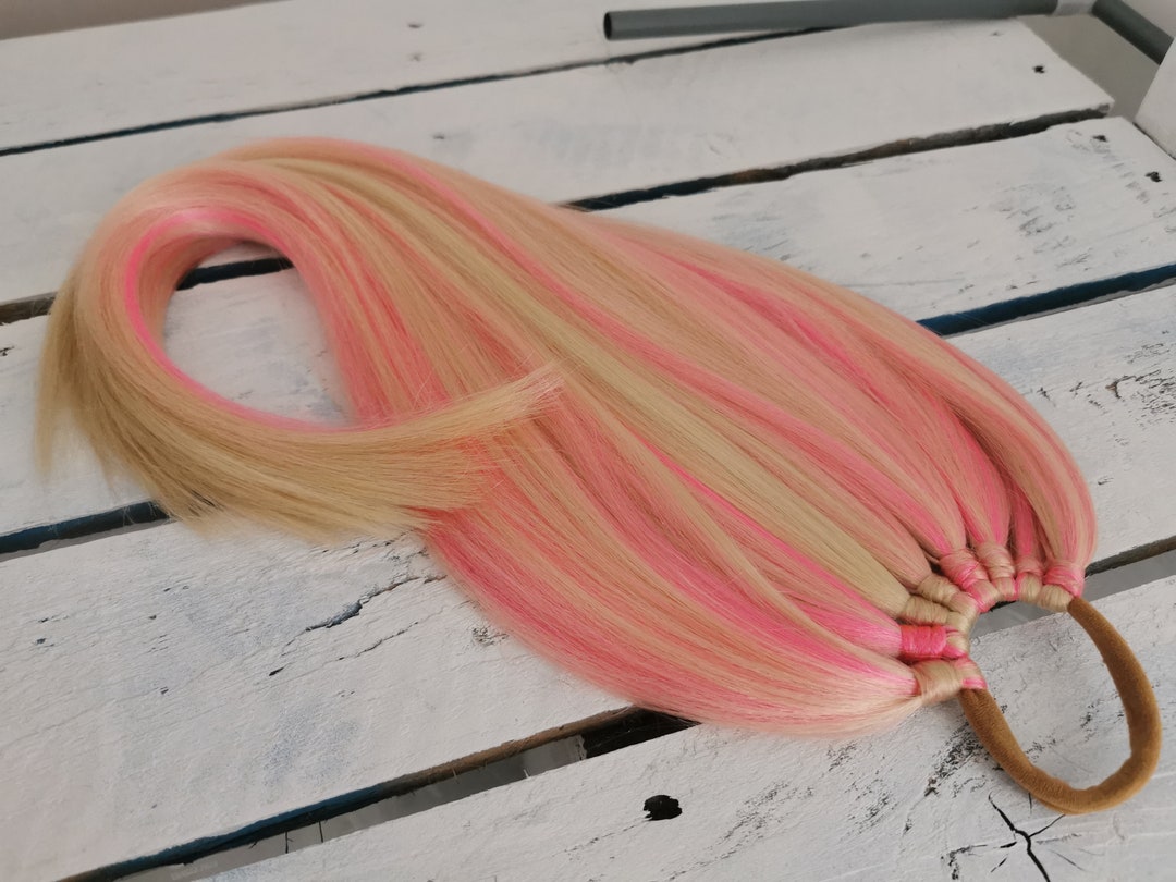 Blonde Pink Ponytail Extensions 18-28inch Synthetic Clip Elastic Band ...