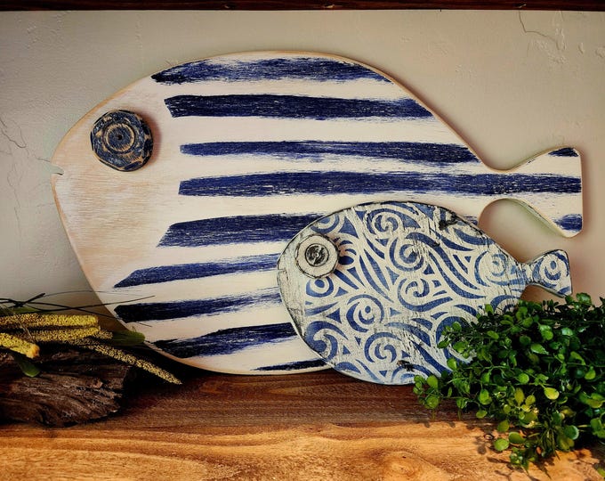 Wooden Fish Art for the Wall, Fish Art, Rustic Wooden Fish, Nautical ...