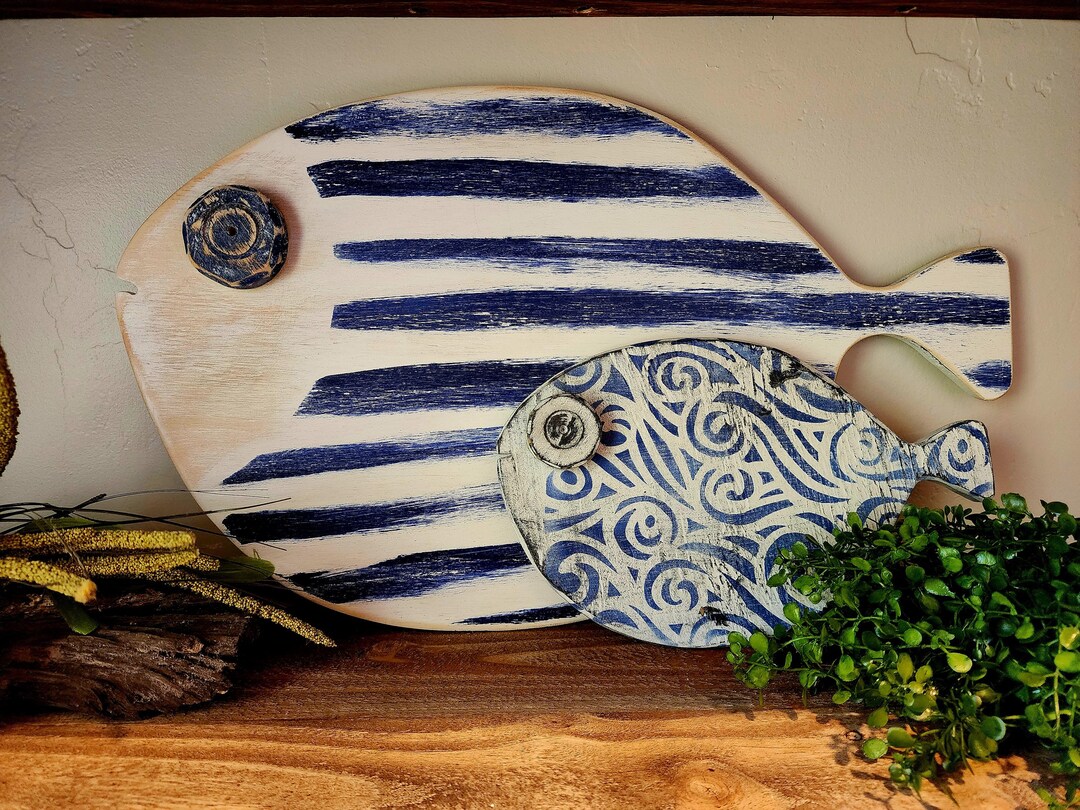 Wooden Fish Art for the Wall, Fish Art, Rustic Wooden Fish, Nautical ...