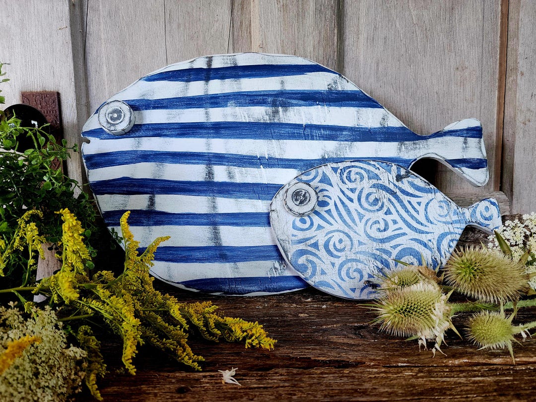 Wooden Fish Art for the Wall, Fish Art, Rustic Wooden Fish, Nautical ...