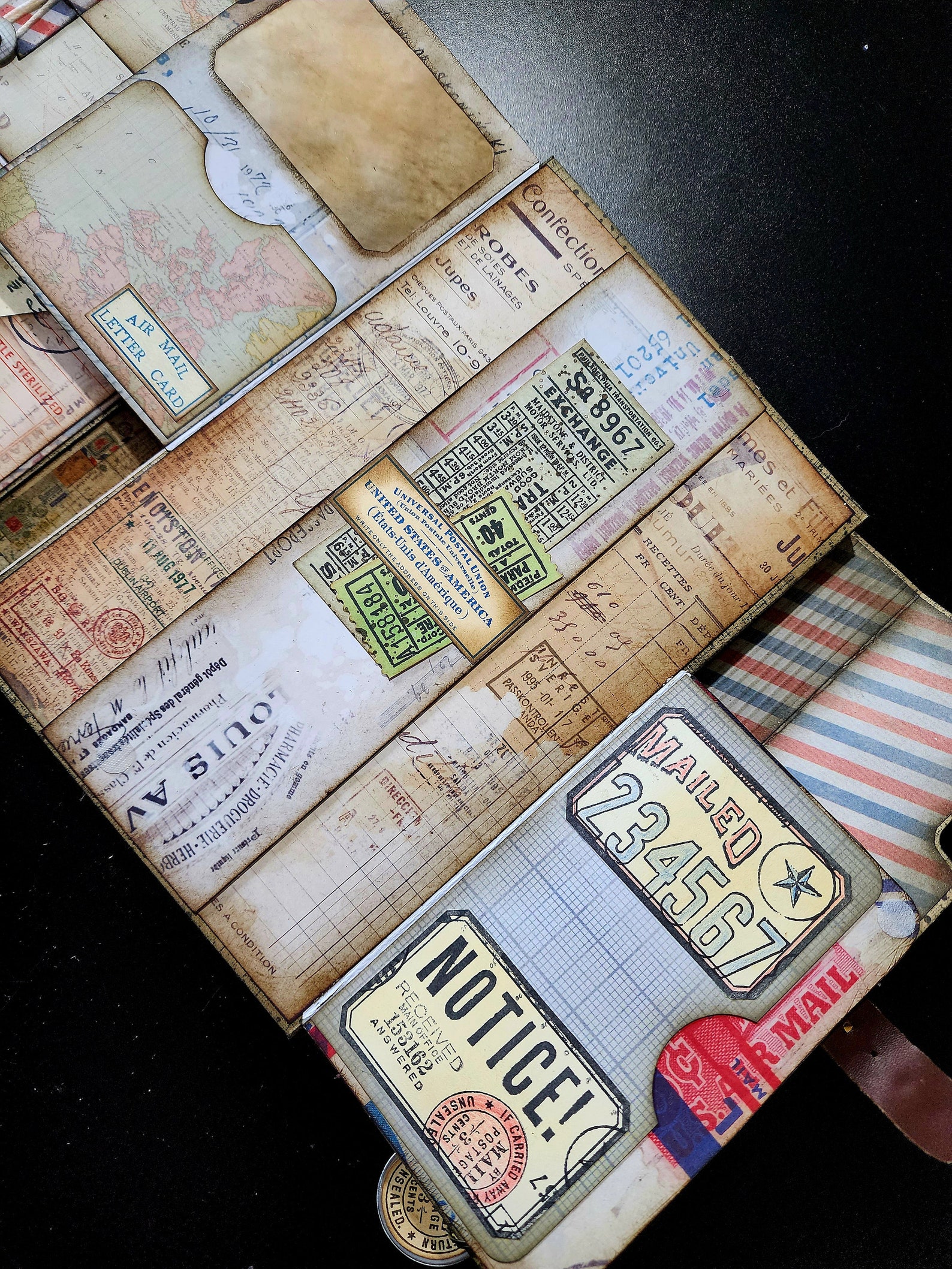 Junk Journal Style File Folder Folio Postal Theme Tim Holtz Grunge ...