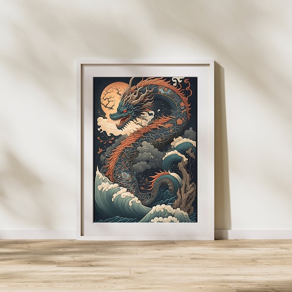 Japanese Water Dragon Art Japanese Dragon Art Blue Water Dragon