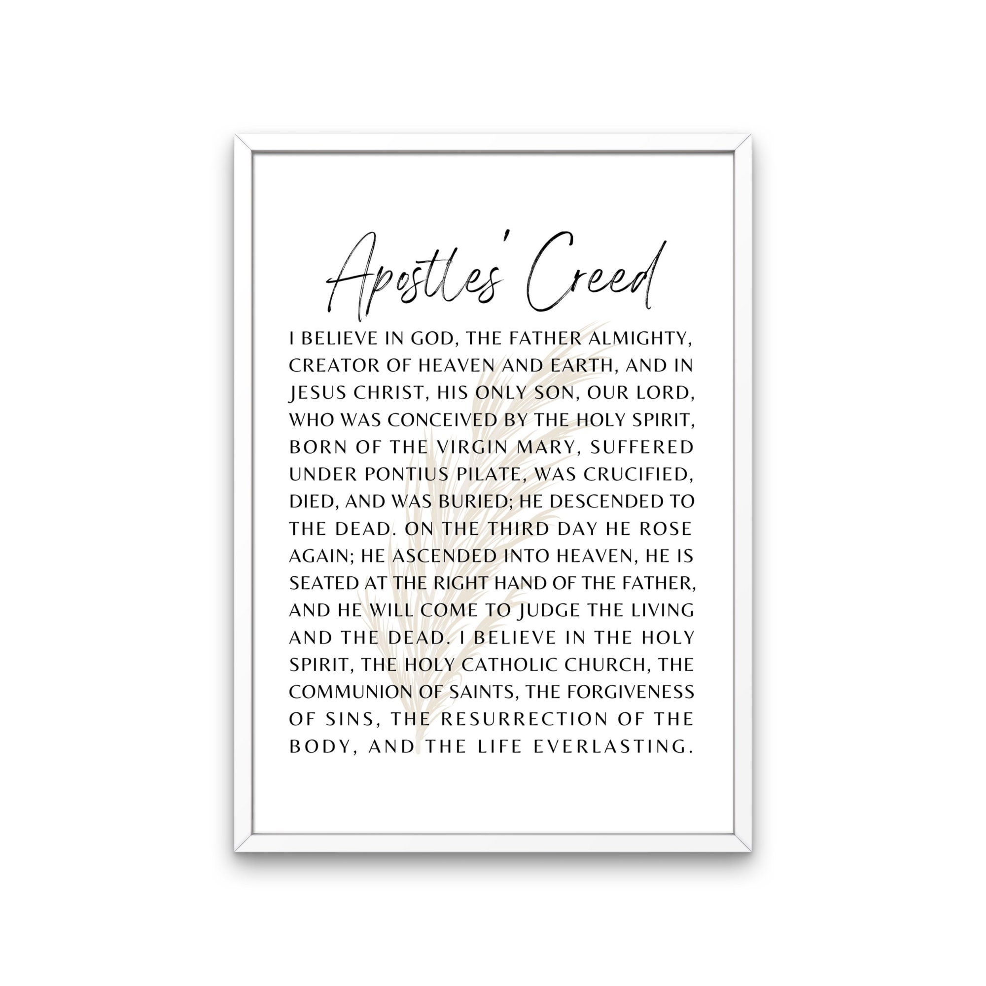 Apostles Creed Christian Print, Minimalist, Modern Farmhouse Decor for ...