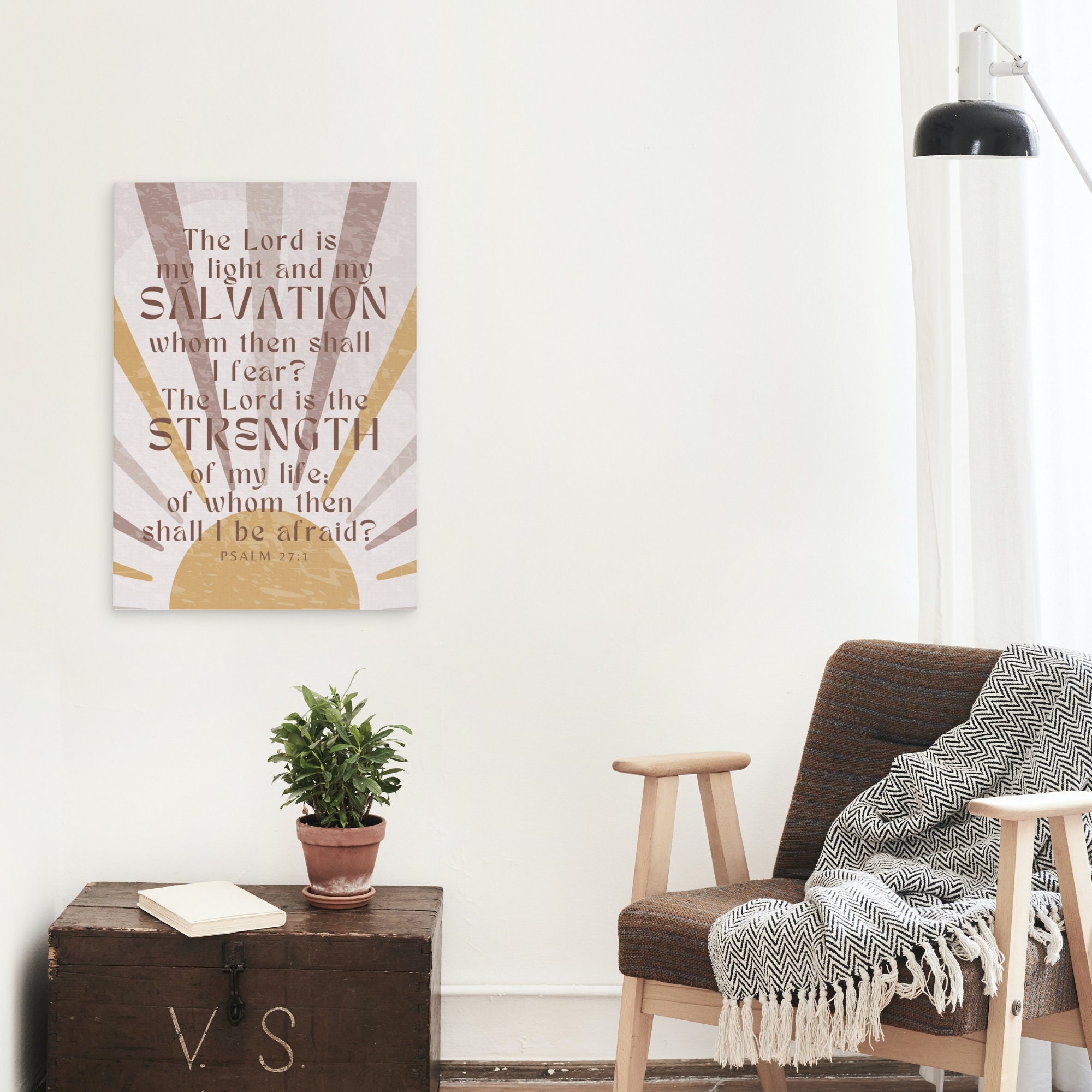 Psalm 27:1 Bible Verse Christian Printable Wall Art, Boho, Farmhouse ...