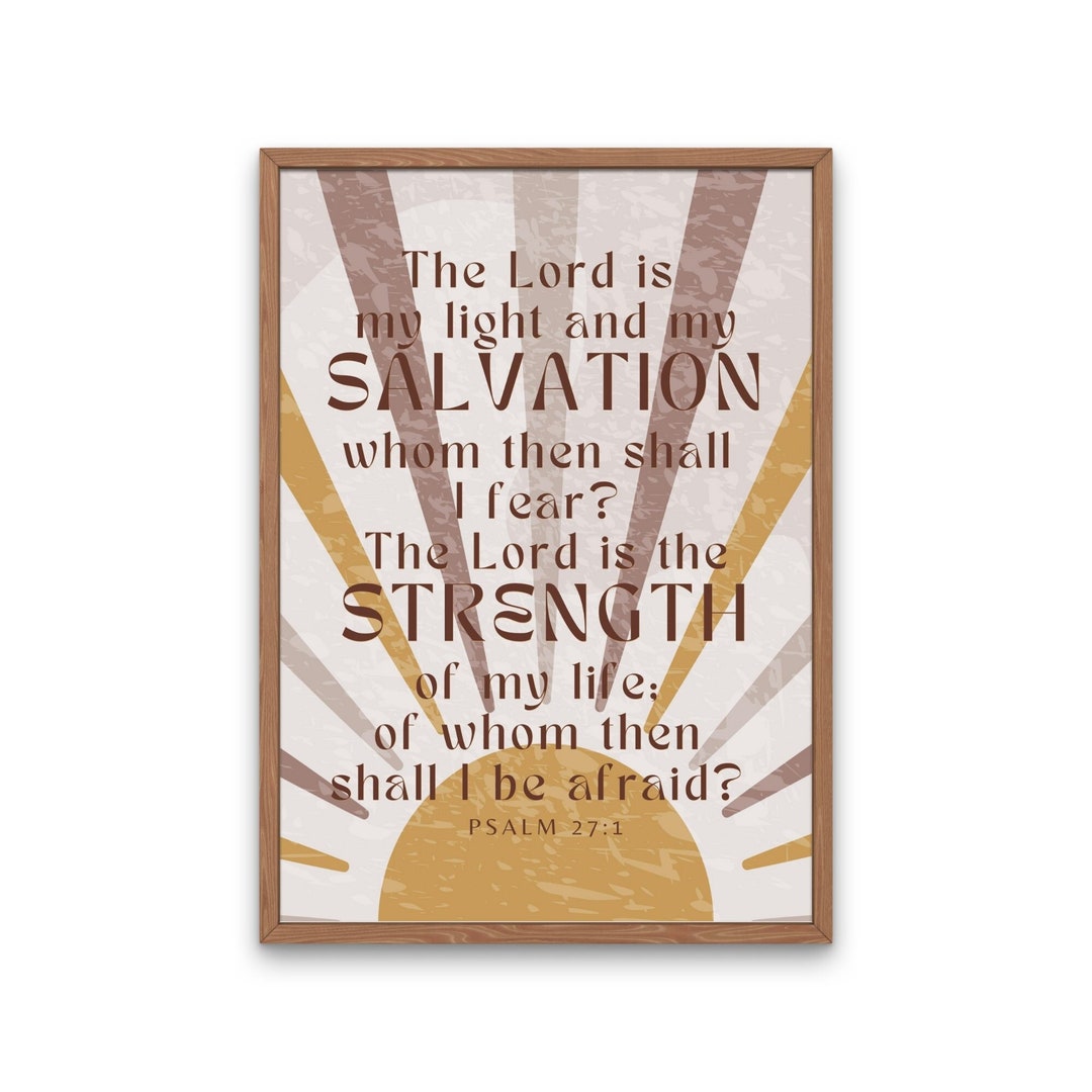 Psalm 27:1 Bible Verse Christian Printable Wall Art, Boho, Farmhouse ...
