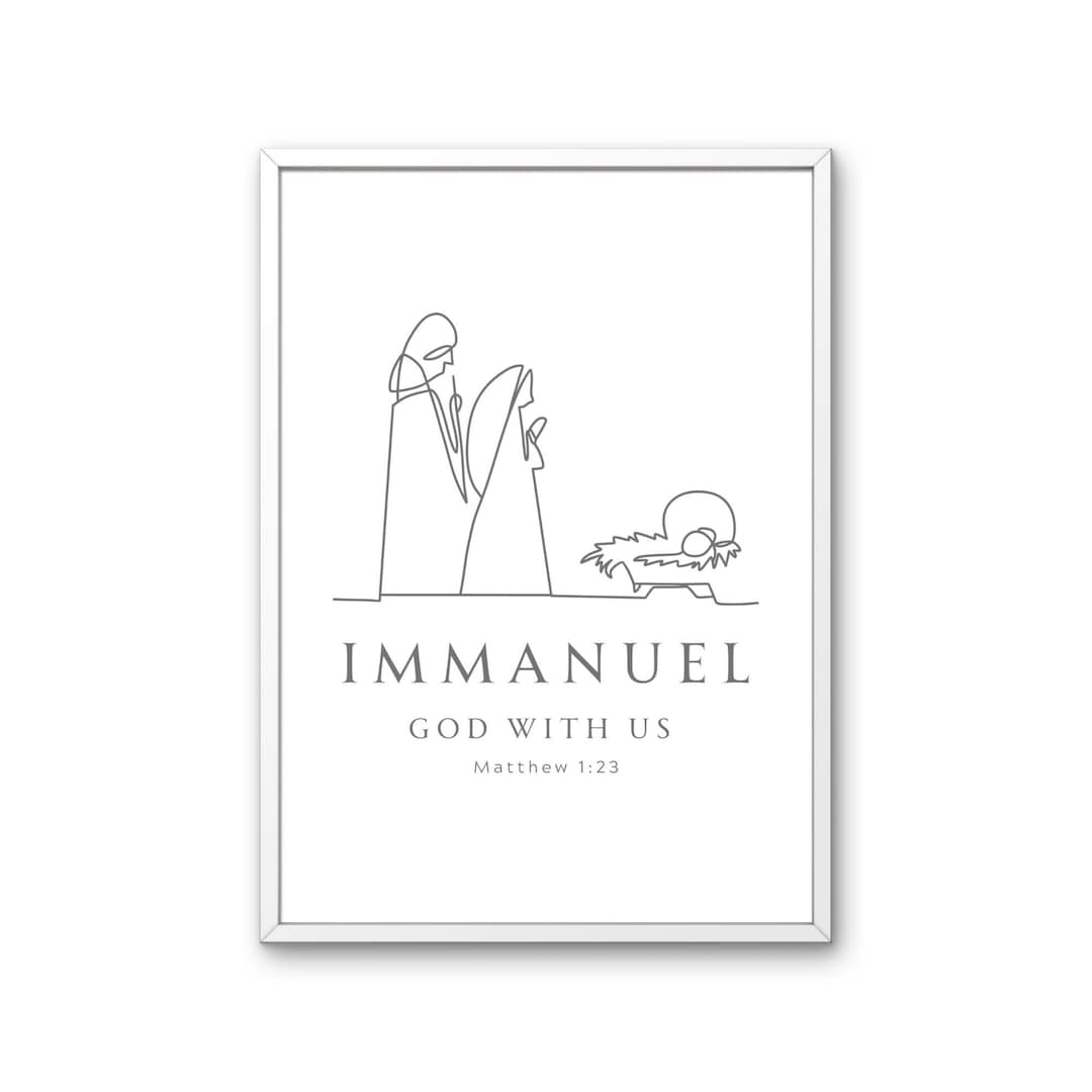 Immanuel Christmas Line Art Print: Minimalist Nativity Scene (digital ...