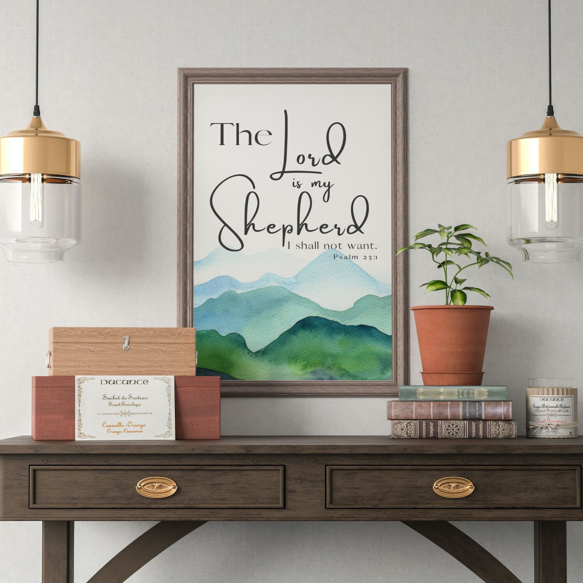 Psalm 23 Bible Verse Wall Art, the Lord is My Shepherd Scripture Print ...