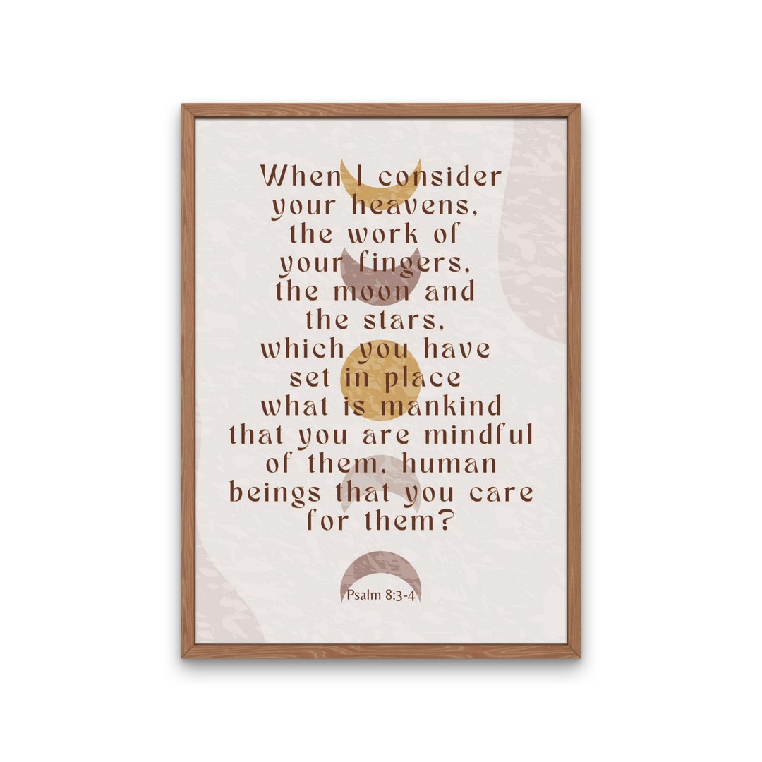 Psalm 8 Bible Verse Christian Printable Wall Art, Boho, Farmhouse Style ...