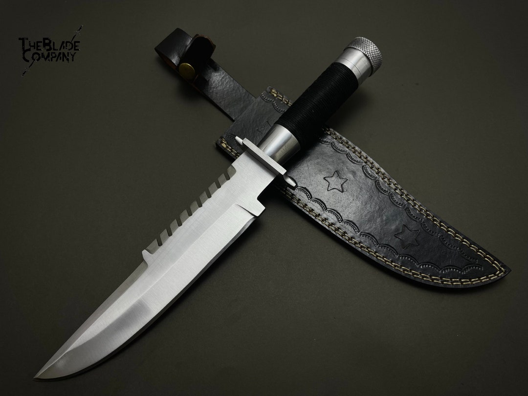 D2 Steel Handmade Rambo Replica Bowie Knife With Leather Sheath Gift ...