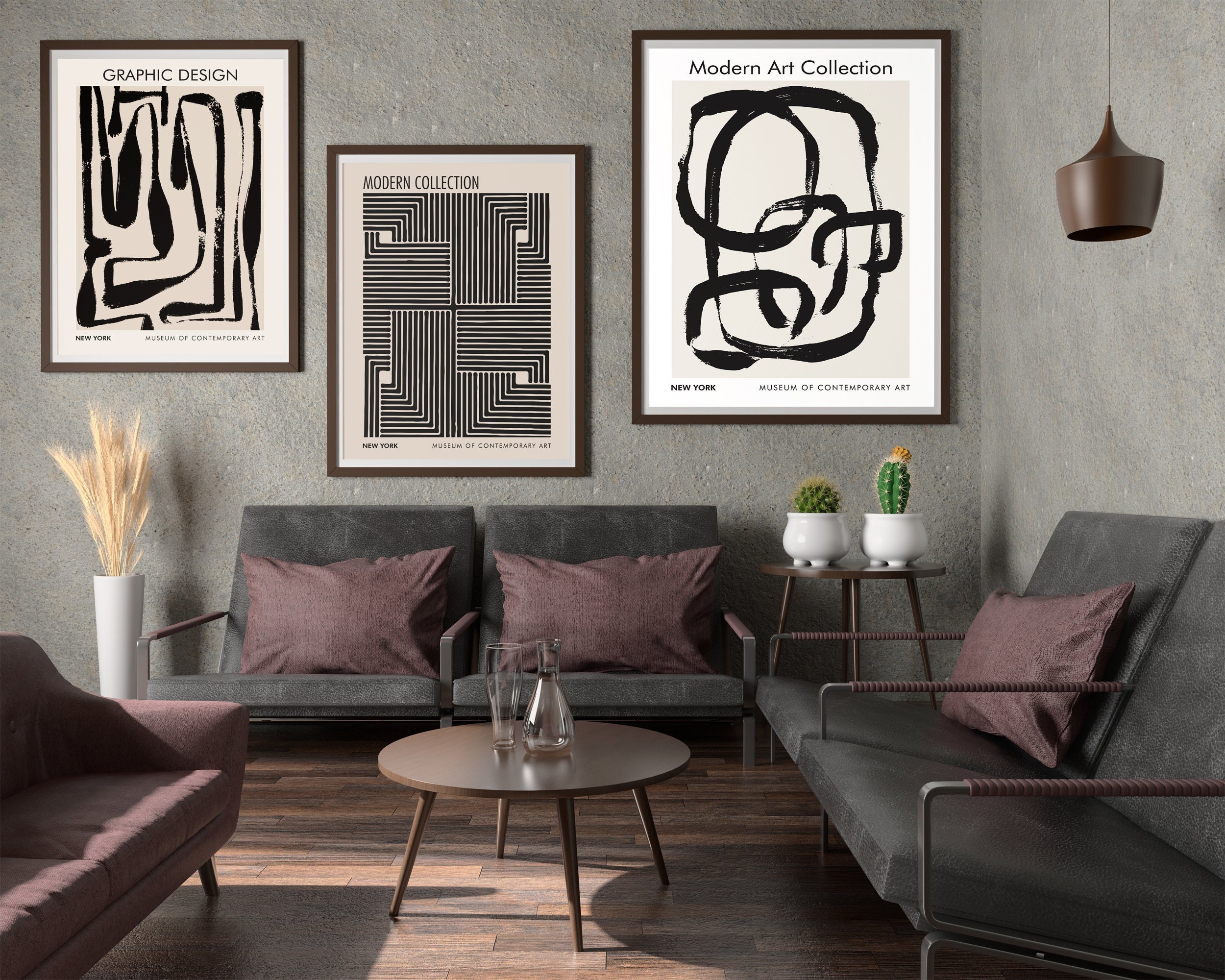 Aesthetic Style Poster Set of 3, Minimalist Mid Century Modern ...