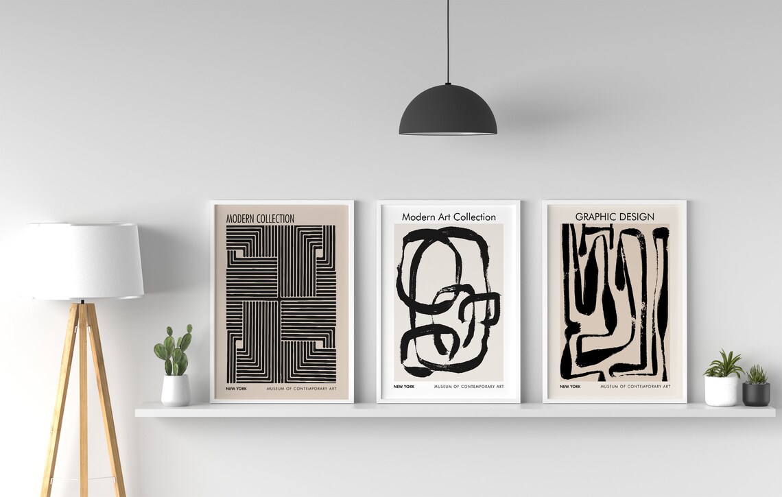 Aesthetic Style Poster Set of 3, Minimalist Mid Century Modern ...