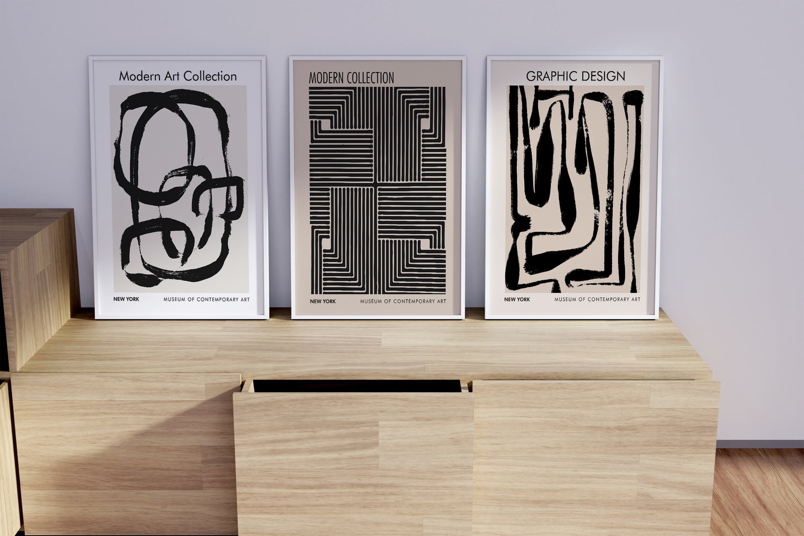 Aesthetic Style Poster Set of 3, Minimalist Mid Century Modern ...