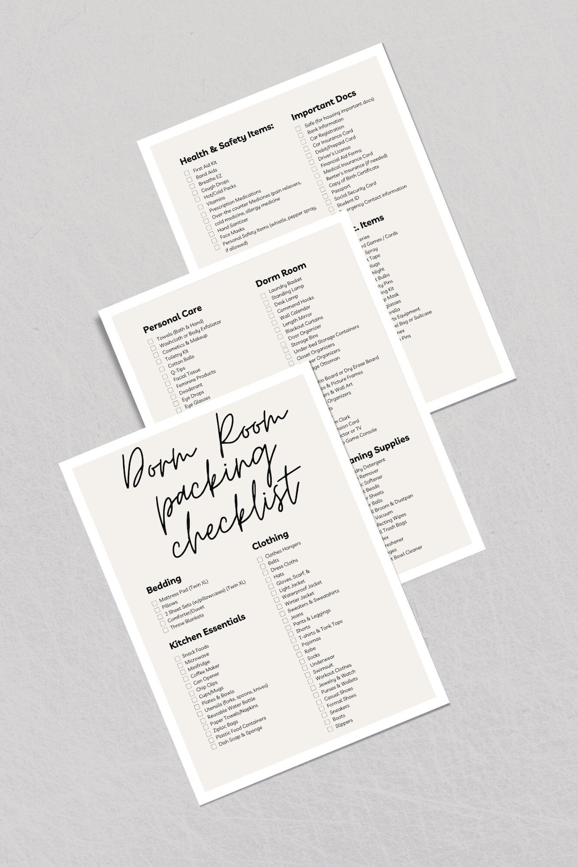 Printable Dorm Room Packing Checklist - Etsy