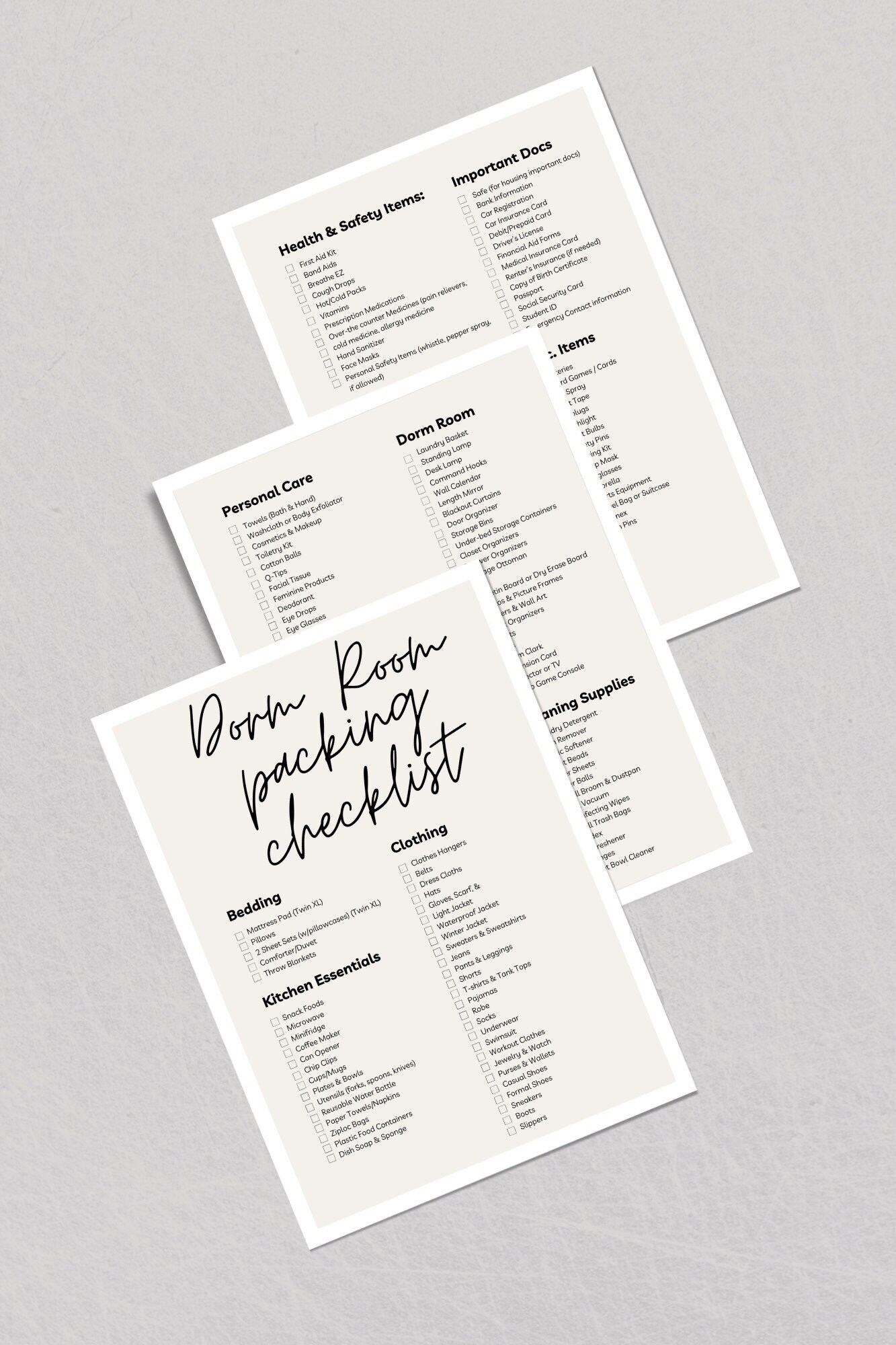 Printable Dorm Room Packing Checklist - Etsy