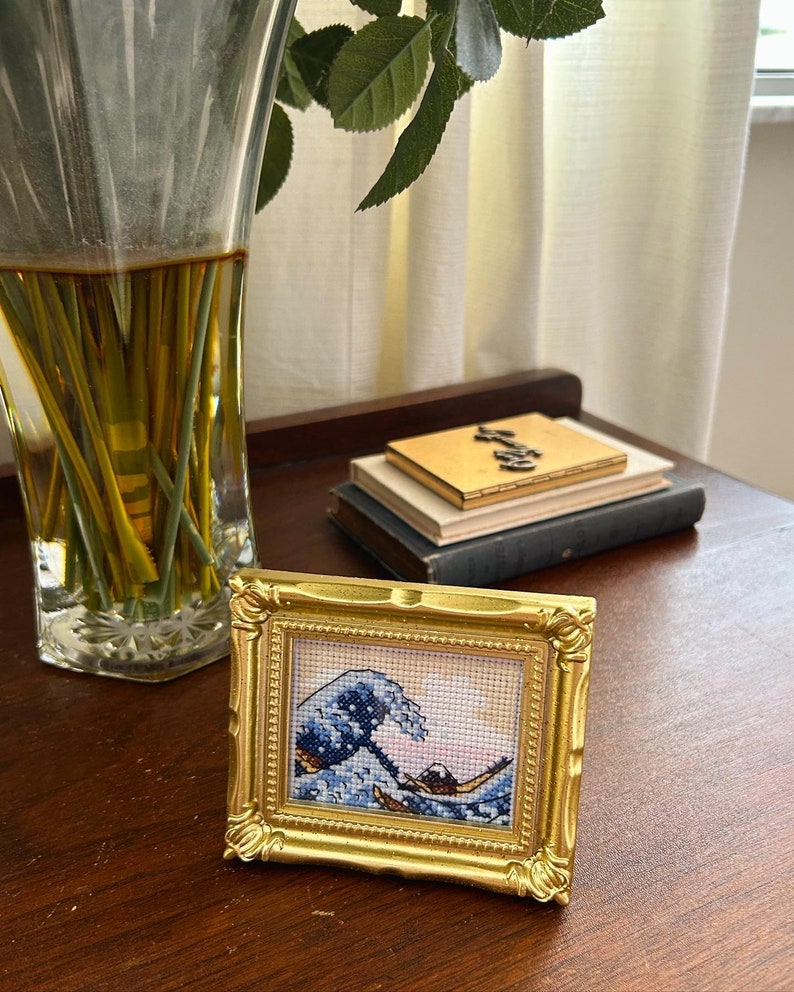Framed Cross-stitch of “the Great Wave of Kanagawa” - Hokusai - Etsy