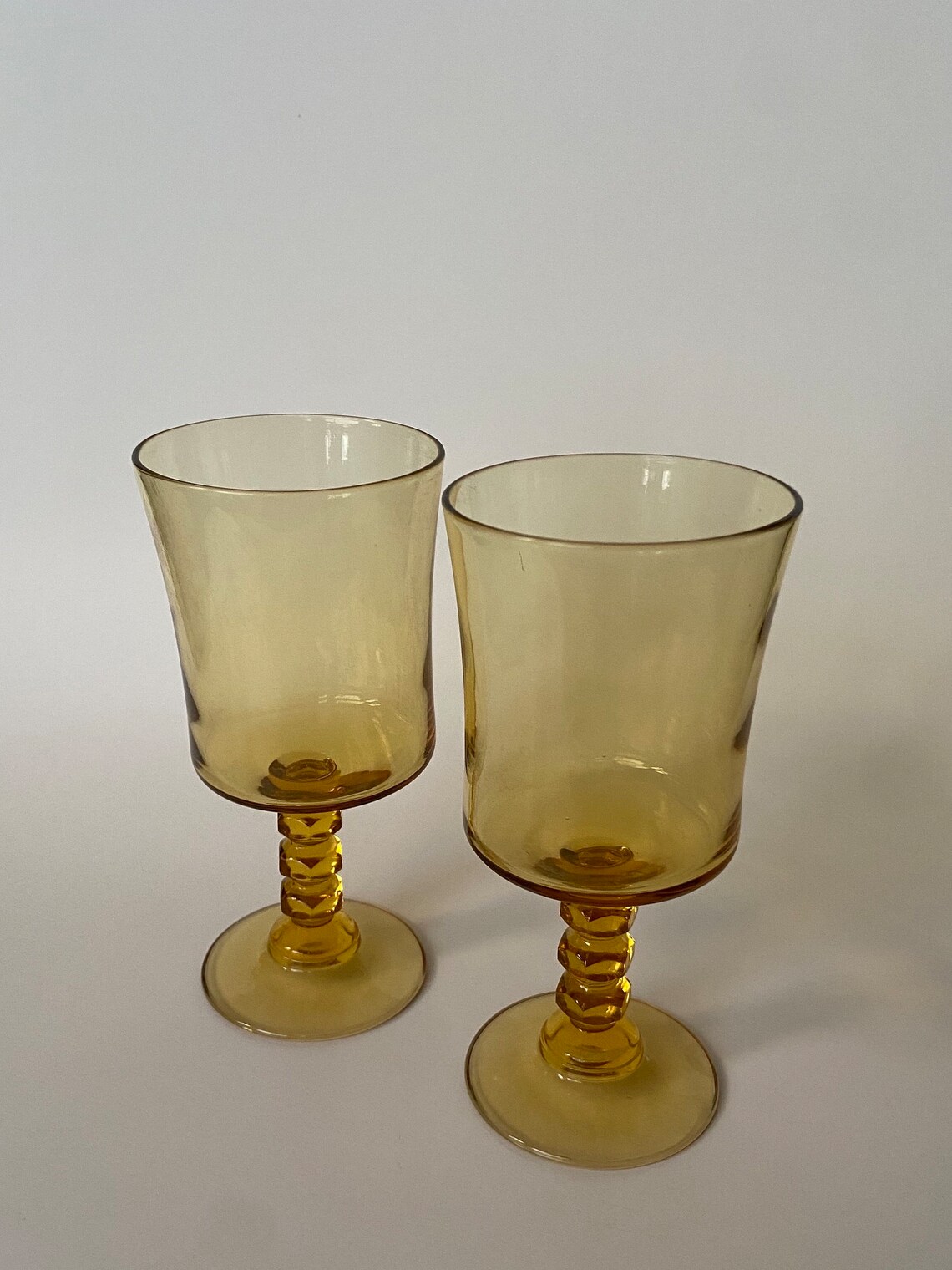 Yellow Flared Wine Glasses With Faceted Rim (set of 2) - Etsy