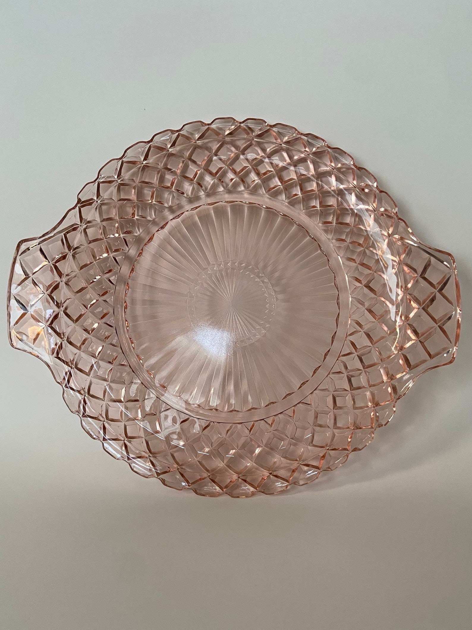 Anchor Hocking Pink Depression Glass Windsor Diamond Patterned Plate ...