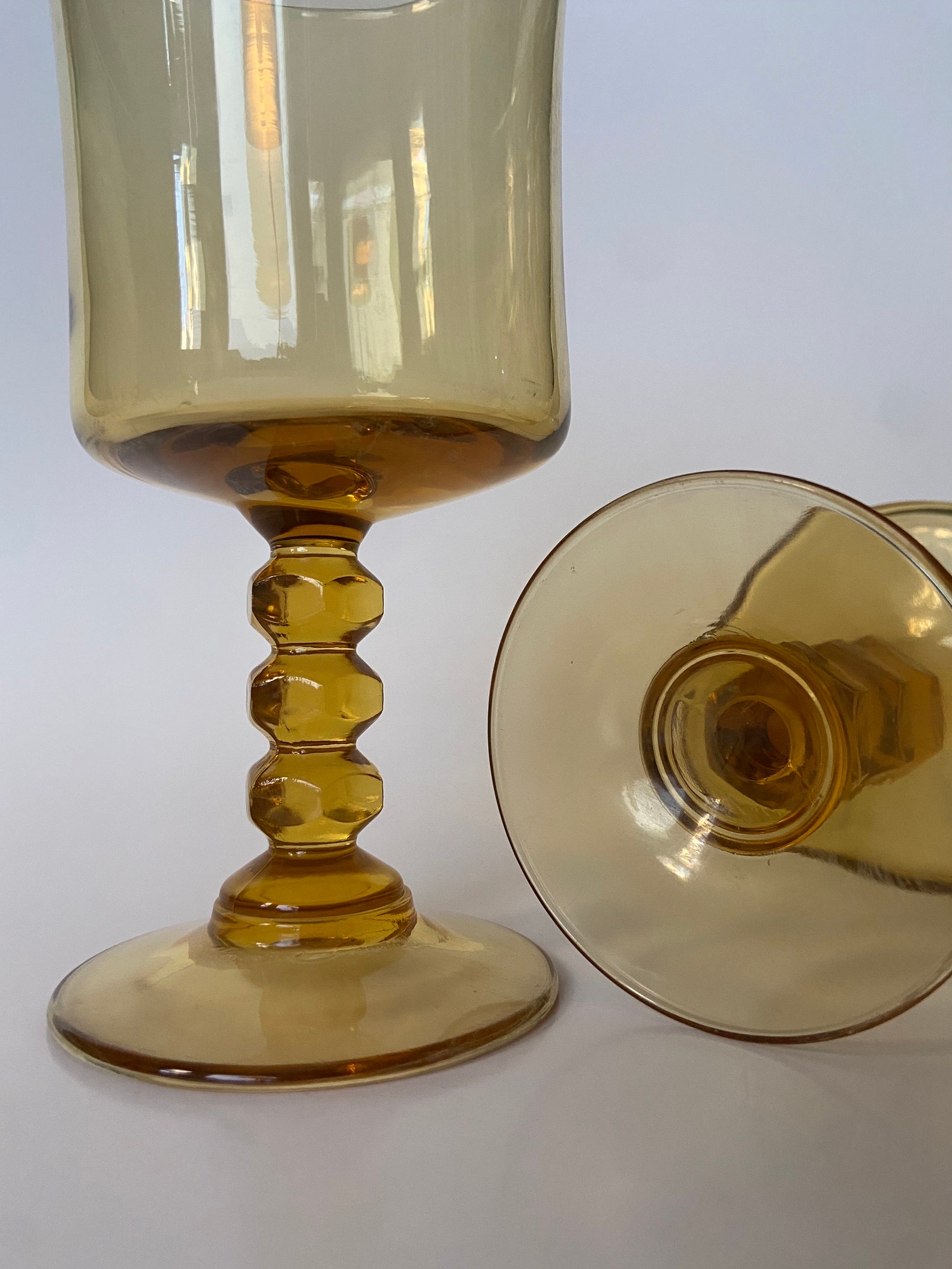 Yellow Flared Wine Glasses With Faceted Rim (set of 2) - Etsy