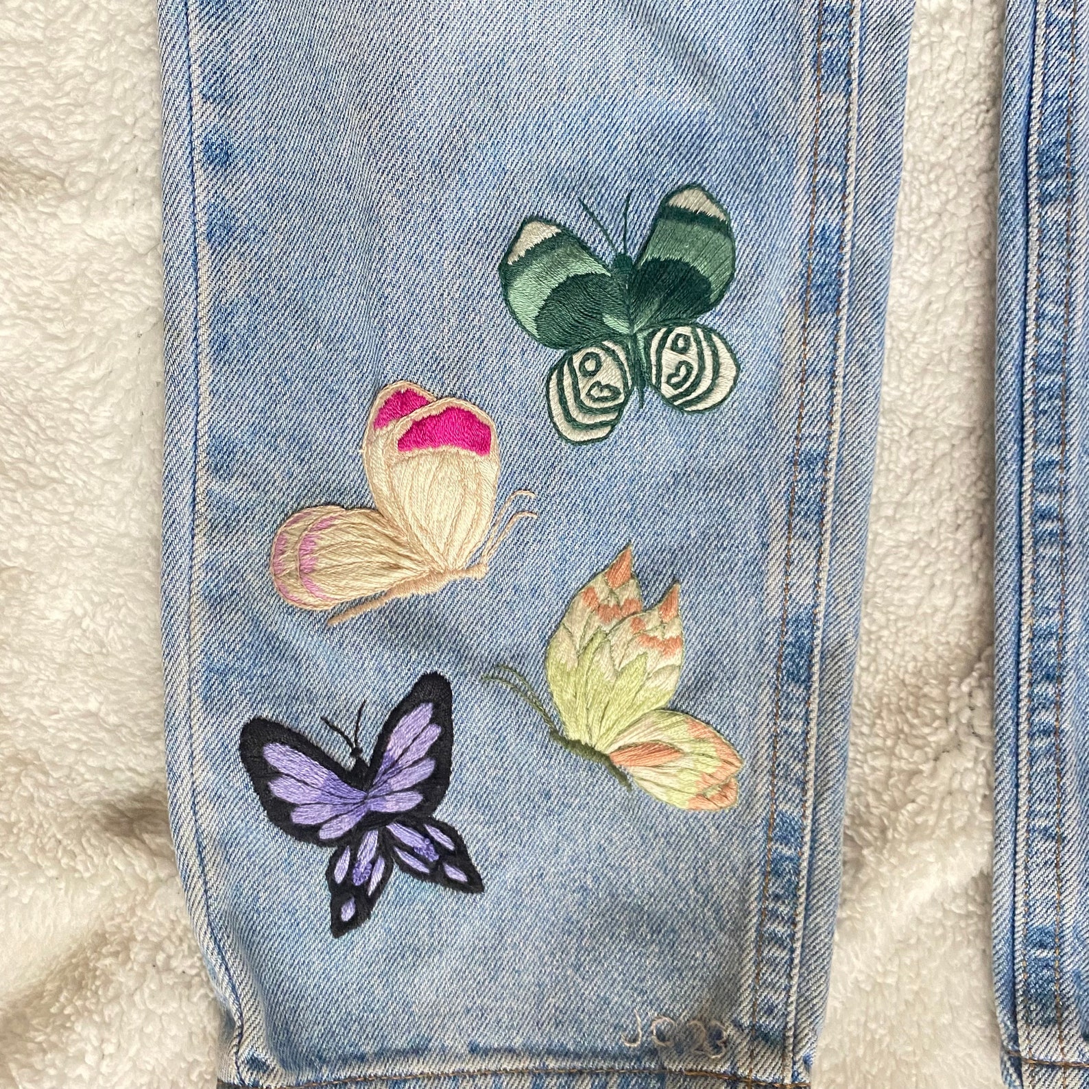 Embroidered Butterfly Jeans * Unique Fashion * Boho Pants * Gifts for ...
