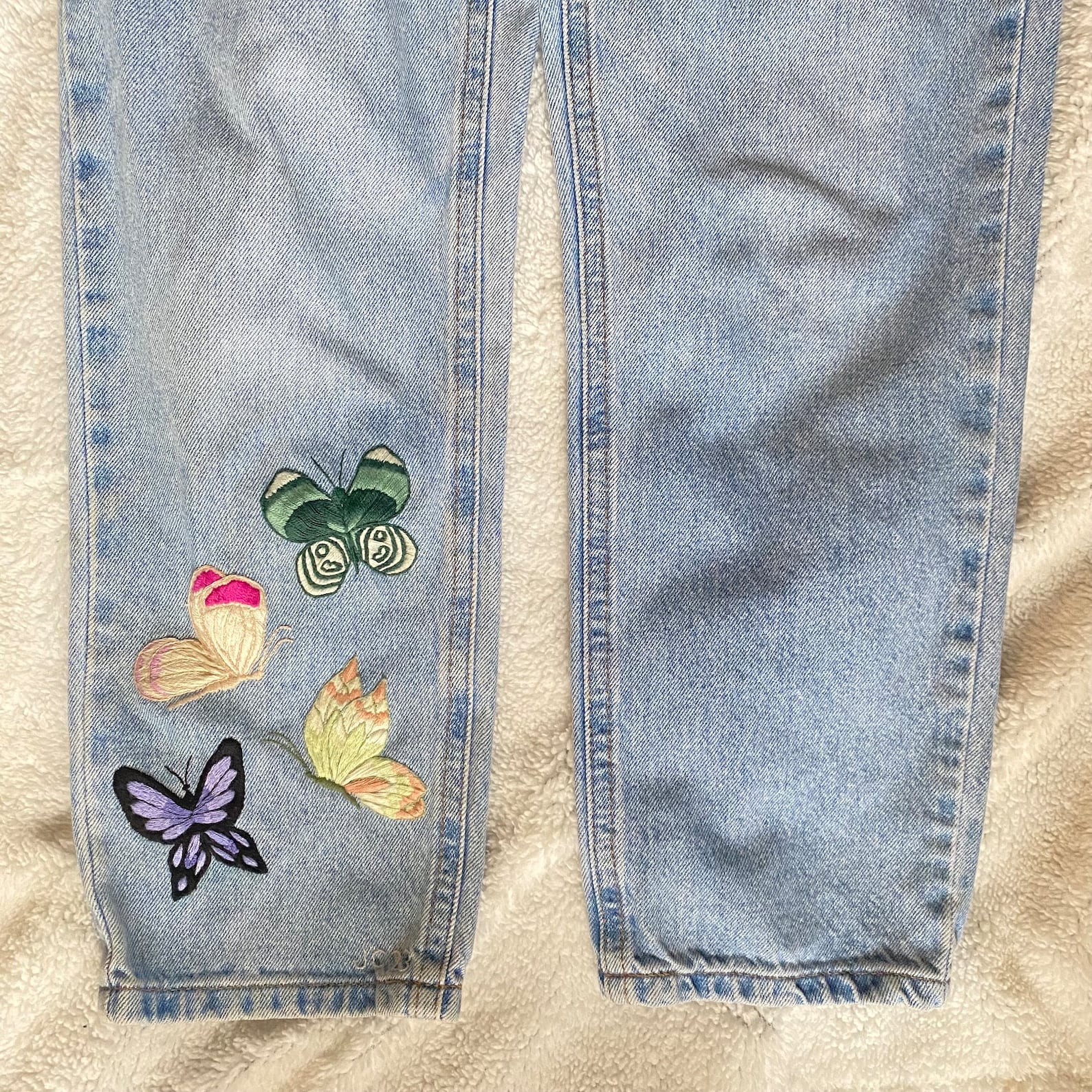 Embroidered Butterfly Jeans * Unique Fashion * Boho Pants * Gifts for ...