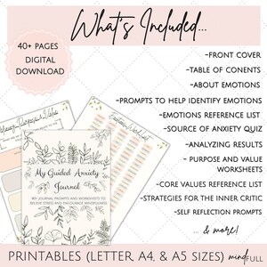 Anxiety Relief Printable Worksheets Anti Anxiety Journal Digital ...