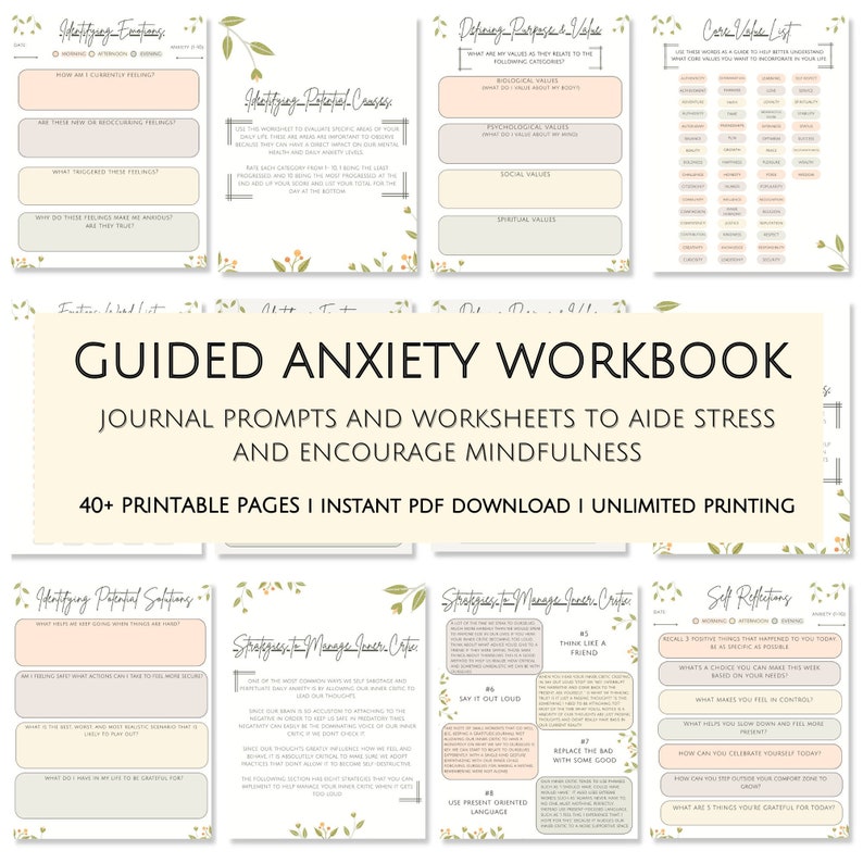 Anxiety Relief Printable Worksheets Anti Anxiety Journal Digital ...