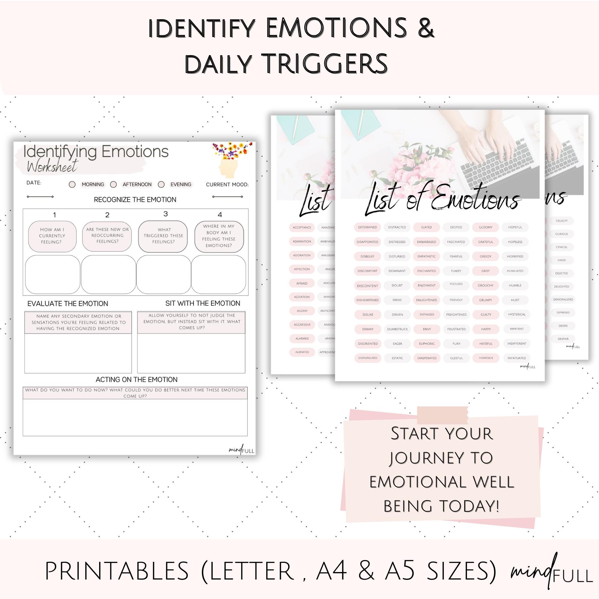 Identifying Emotions Worksheet: Therapy & Counseling Resource (PDF ...