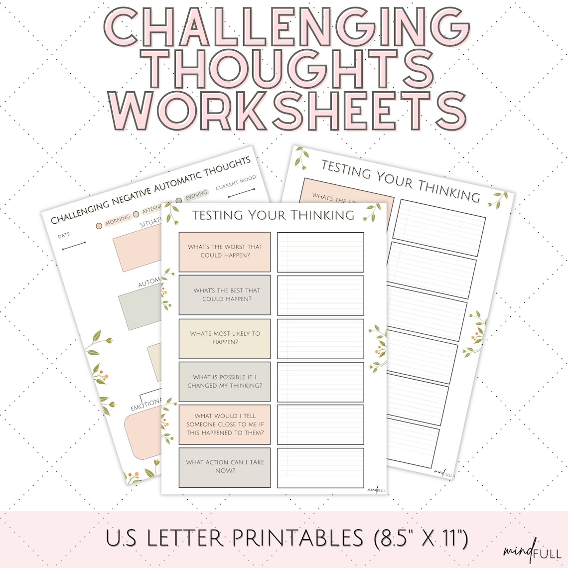 Mental Health Printable Worksheets | Challenging Negative Automatic ...