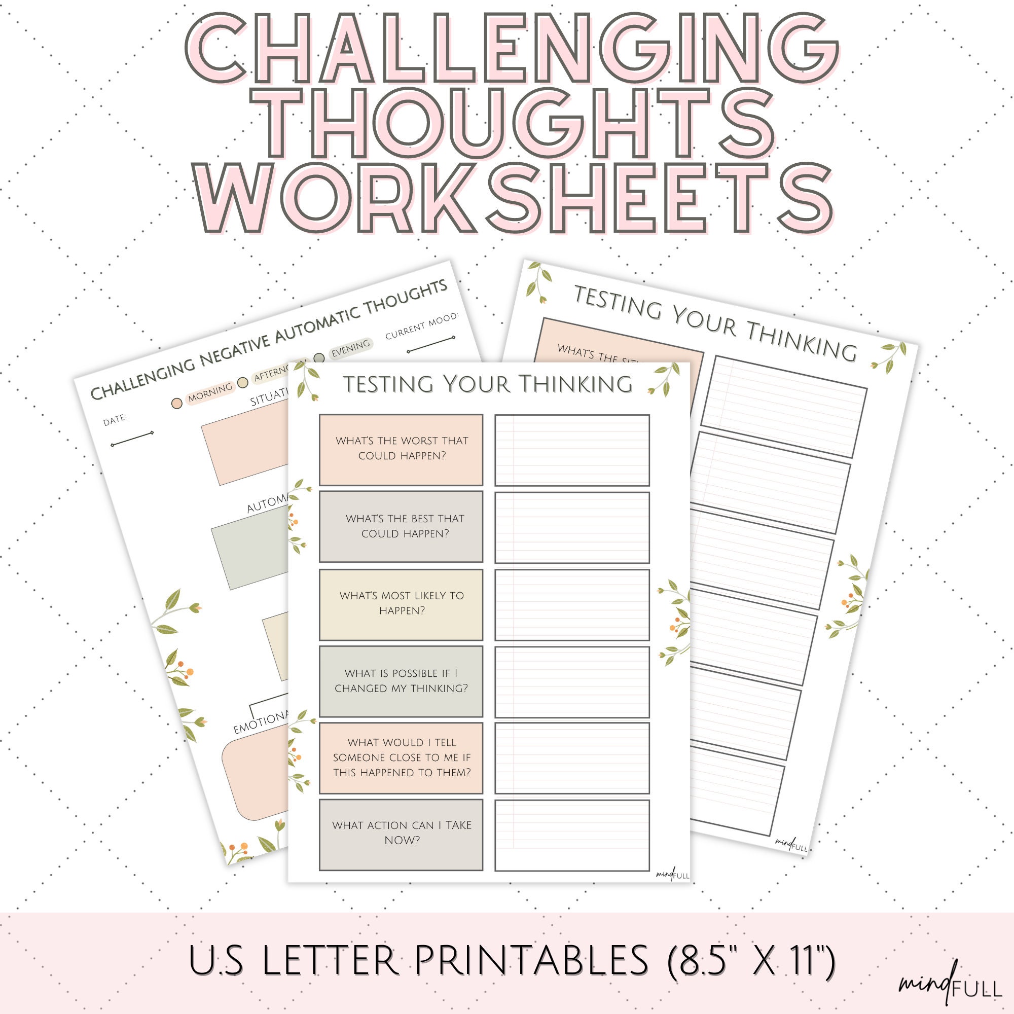 Mental Health Printable Worksheets | Challenging Negative Automatic ...