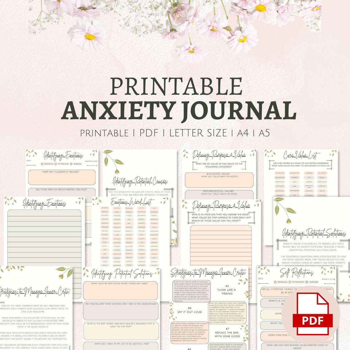 Anxiety Printable Worksheets Self Care Printable Planner Anxiety ...