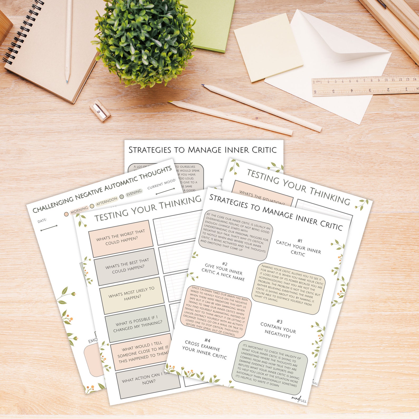 Mental Health Printable Worksheets | Challenging Negative Automatic ...