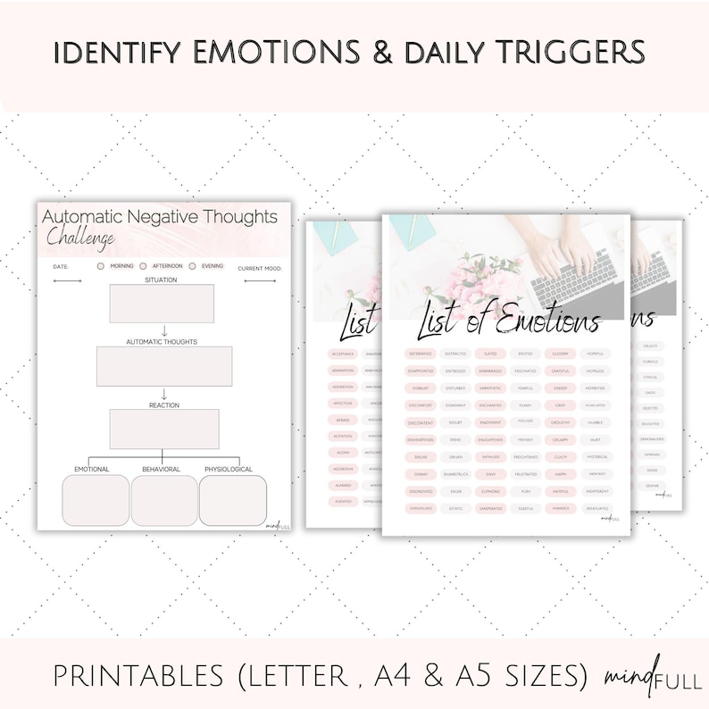 Emotional Check-in Worksheets for Self-care | Feelings Mood Tracker PDF ...