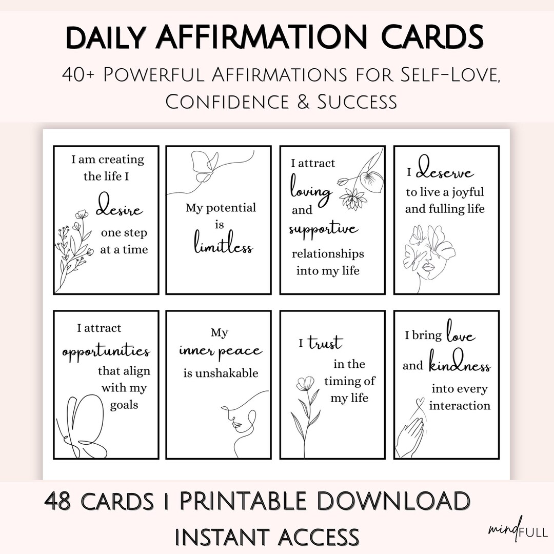 Printable Affirmation Cards | Positive Quote Flash Cards for Women and ...