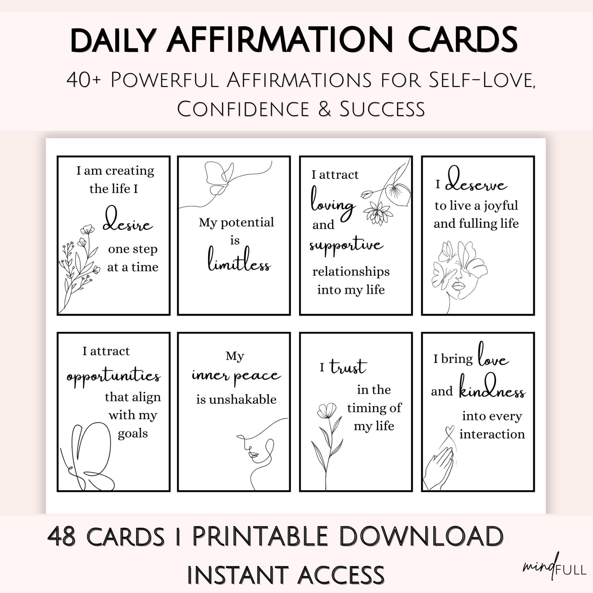 Printable Affirmation Cards | Positive Quote Flash Cards for Women and Men | Vision Board ...