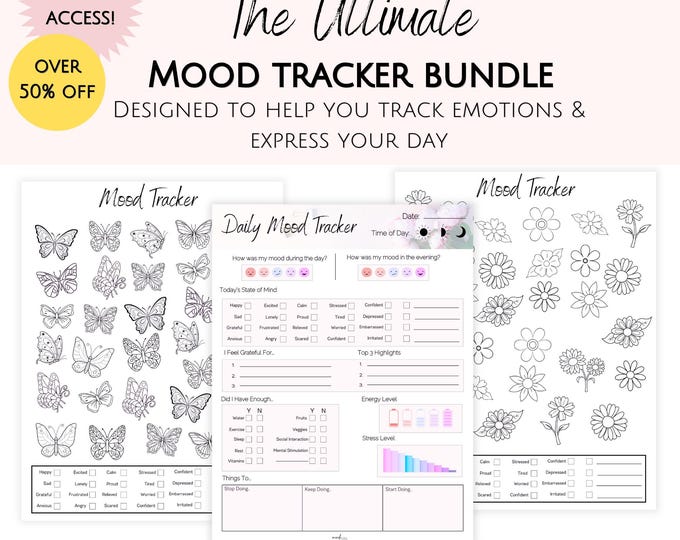 Printable Mood Tracker Journal | Activity, Monthly, Yearly (digital ...