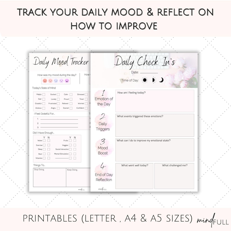 Mental Health Planner: Mood Tracker, Anxiety Journal (PDF) - Etsy