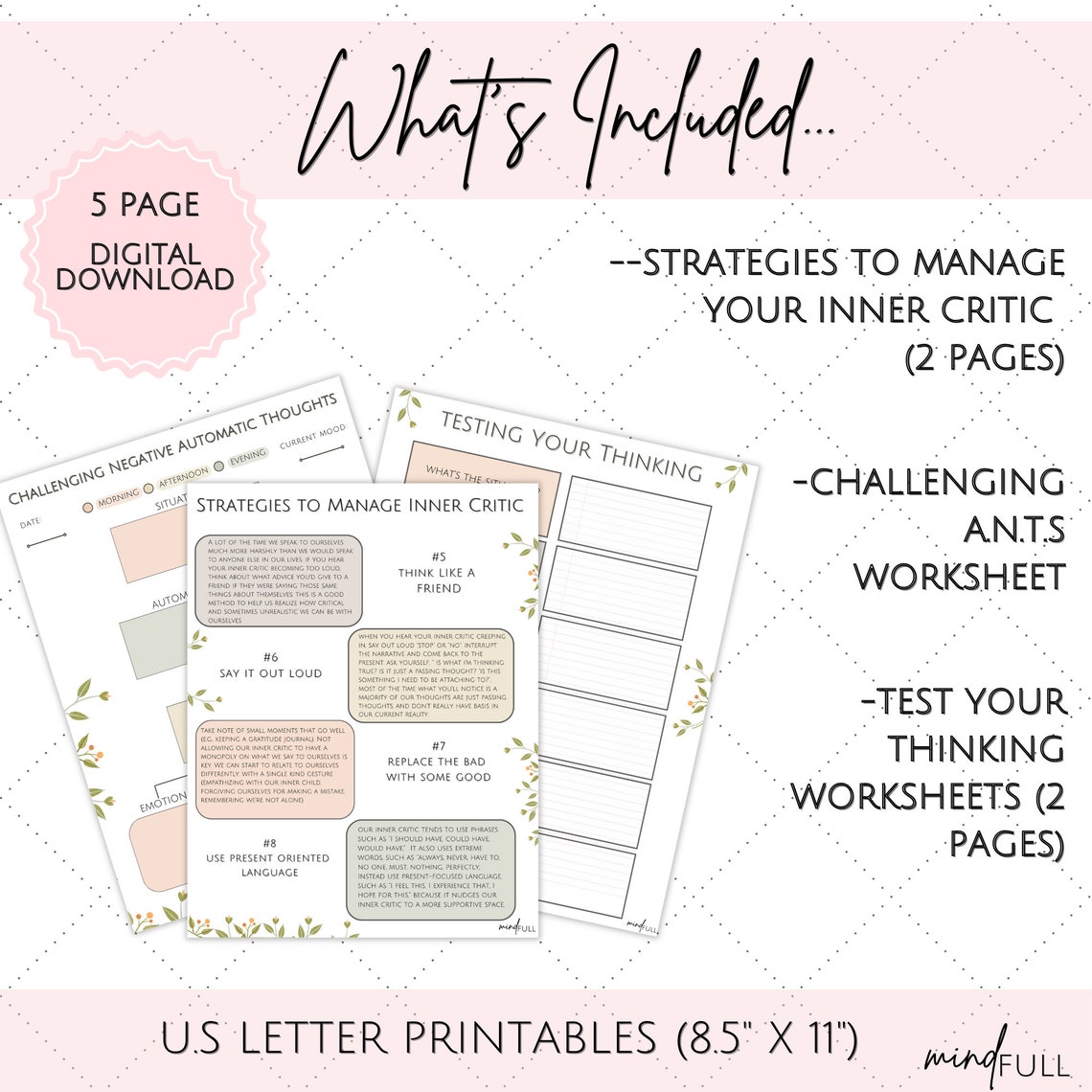 Mental Health Printable Worksheets | Challenging Negative Automatic ...