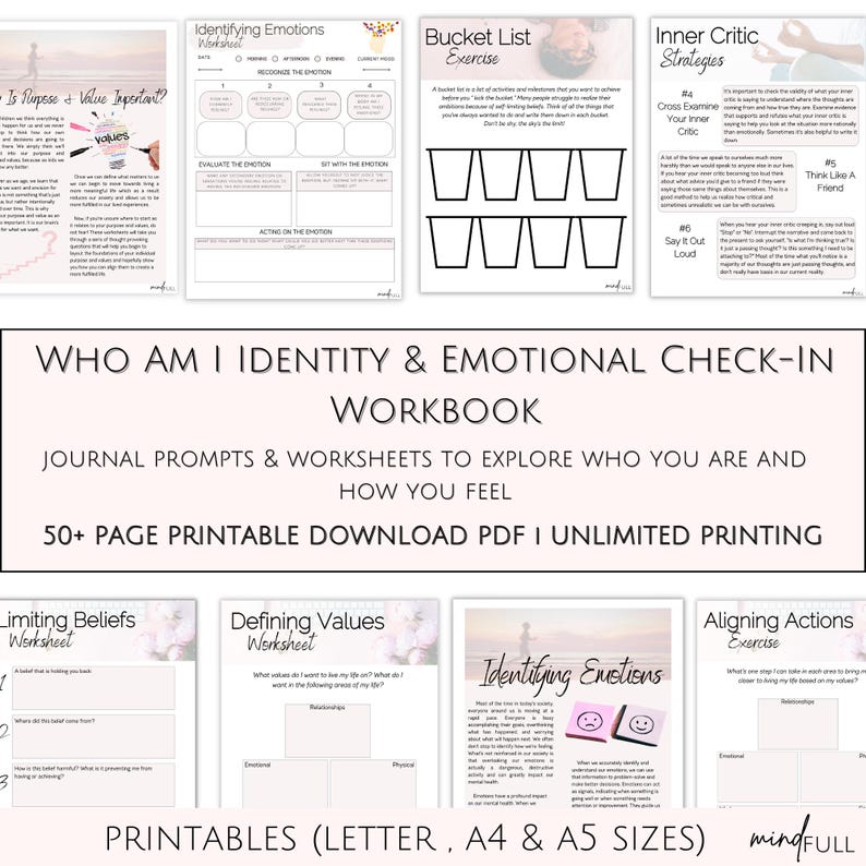 Self-discovery Workbook: Identity & Emotional Check-in Journal (PDF ...