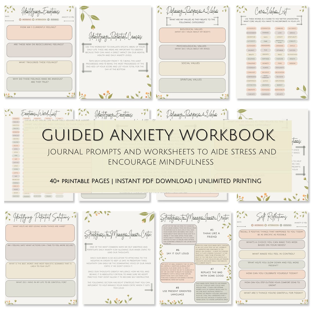 Anxiety Relief Printable Worksheets Anti Anxiety Journal - Etsy