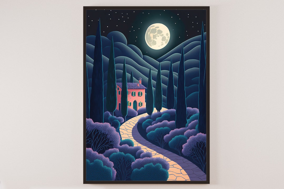 Full Moon in Tuscany Italy Printable Wall Art, Digital Art Prints ...