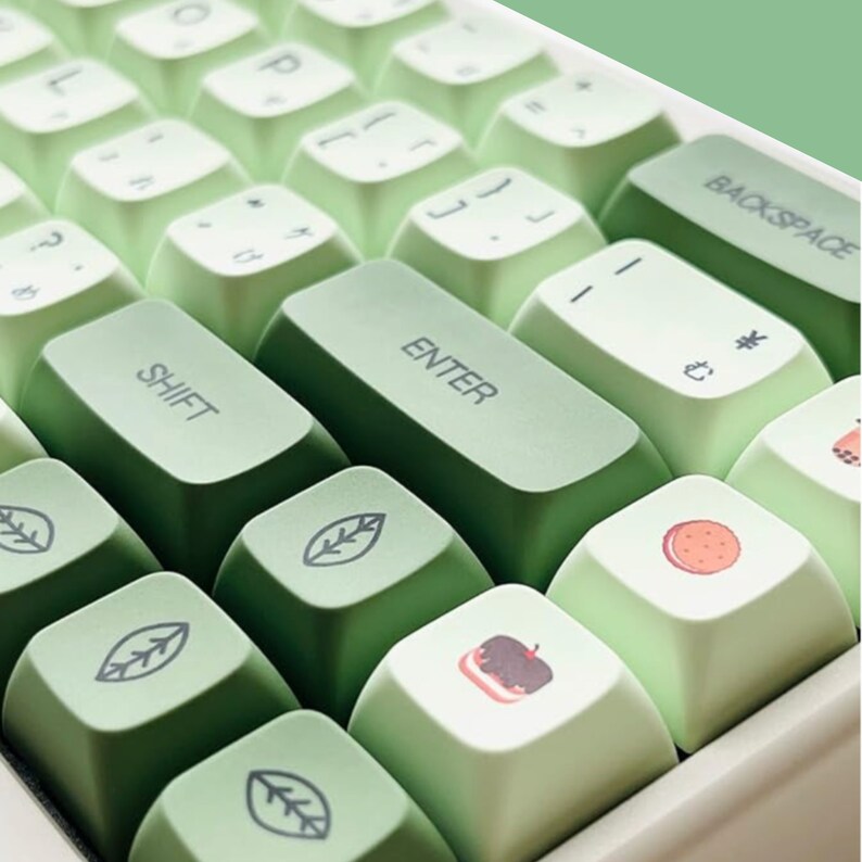 Matcha Green Tea Themed Keycaps Set 108 Keys PBT Dye-sublimated Custom ...