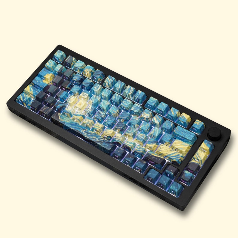 Van Gogh Starry Night Themed Keycaps Set 108 Keys PBT Dye-sublimated ...