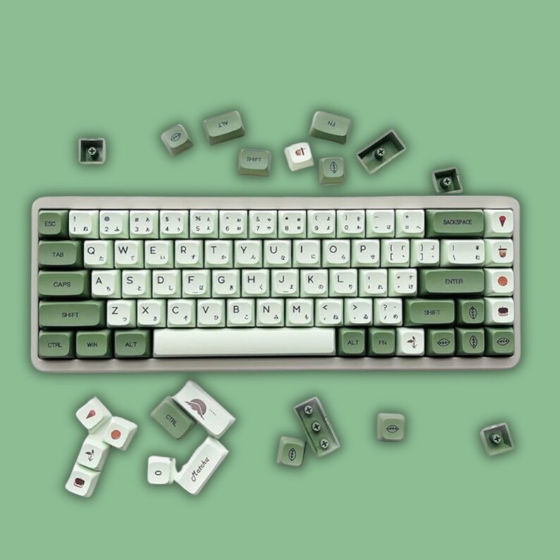 Matcha Green Tea Themed Keycaps Set 108 Keys PBT Dye-sublimated Custom ...