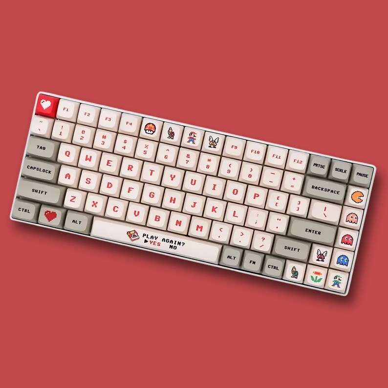 Retro Pixel Art Themed Keycaps Set 138 Keys PBT Dye-sublimated Custom ...