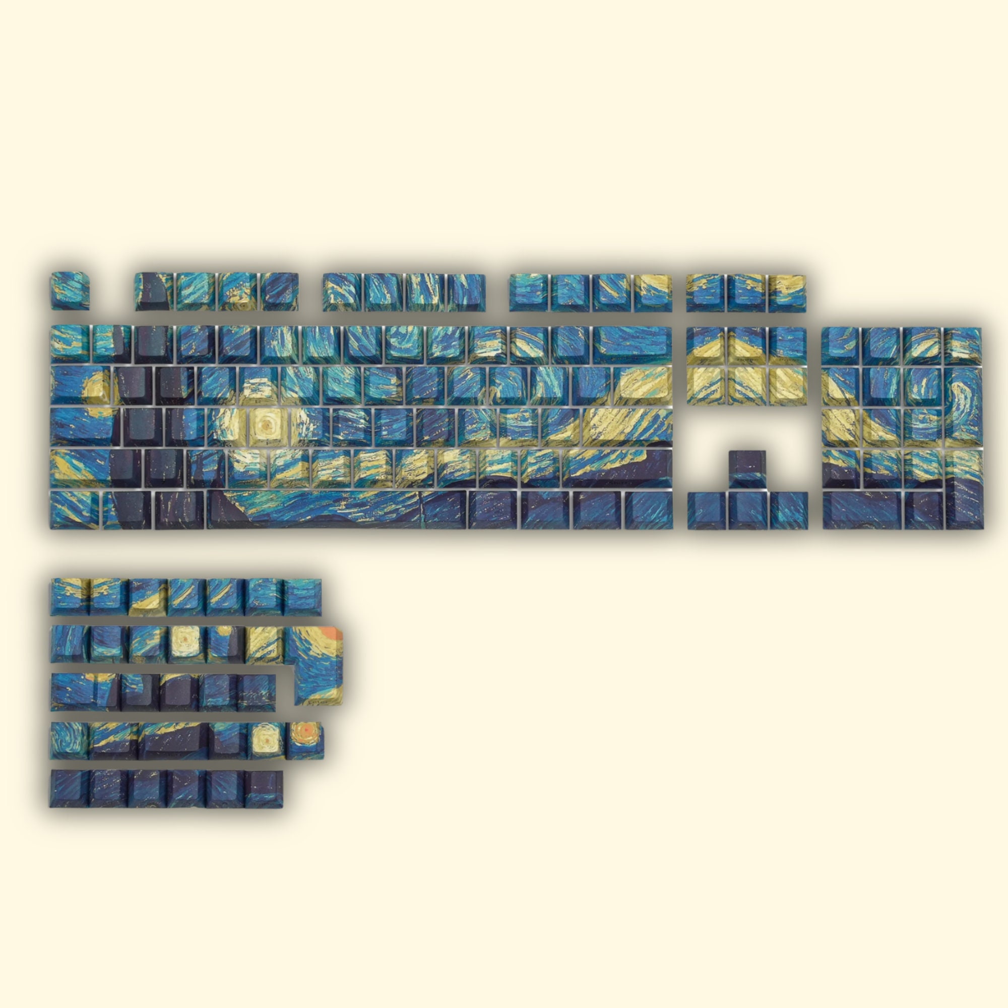 Van Gogh Starry Night Themed Keycaps Set 108 Keys PBT Dye-sublimated ...