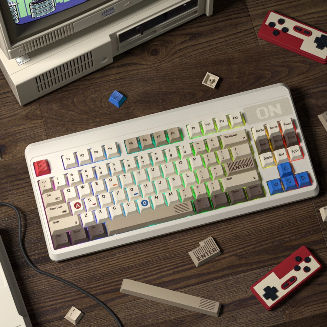 Retro Gaming Mechanical Keyboard Keycaps Set Custom Vintage Keycap Kit ...