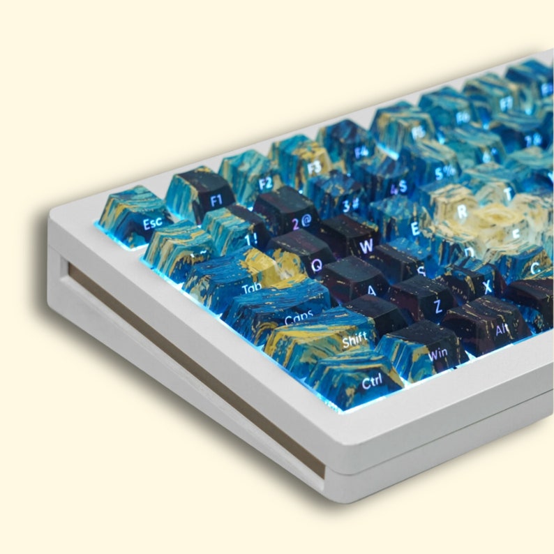Van Gogh Starry Night Themed Keycaps Set 108 Keys PBT Dye-sublimated ...